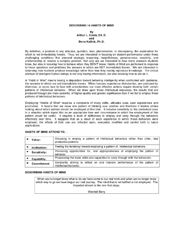 16 Habits of Mind | PDF