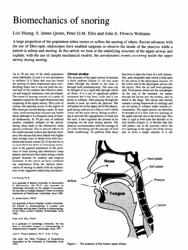 Bio Mechanics of Snoring | PDF | Snoring | Sleep Apnea