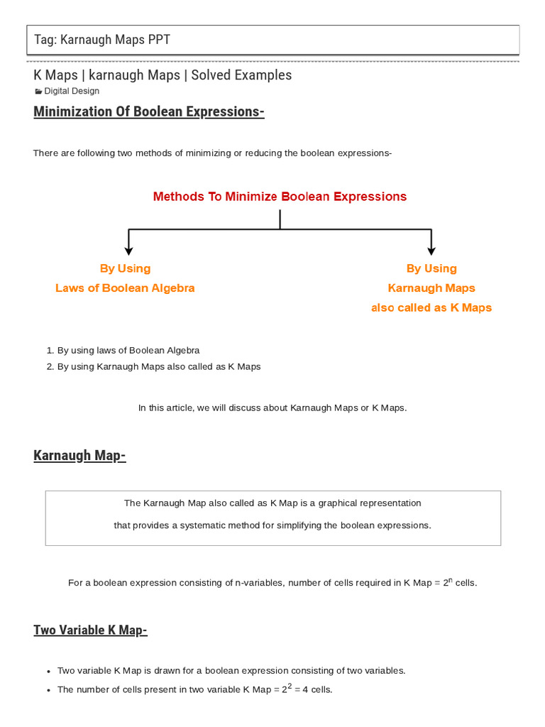 Karnaugh Maps Ppt Pdf Mathematics Mathematics Of Computing