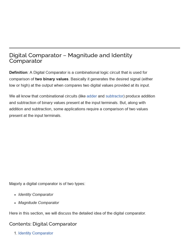 Understanding Digital Comparators | PDF | Electrical Engineering ...
