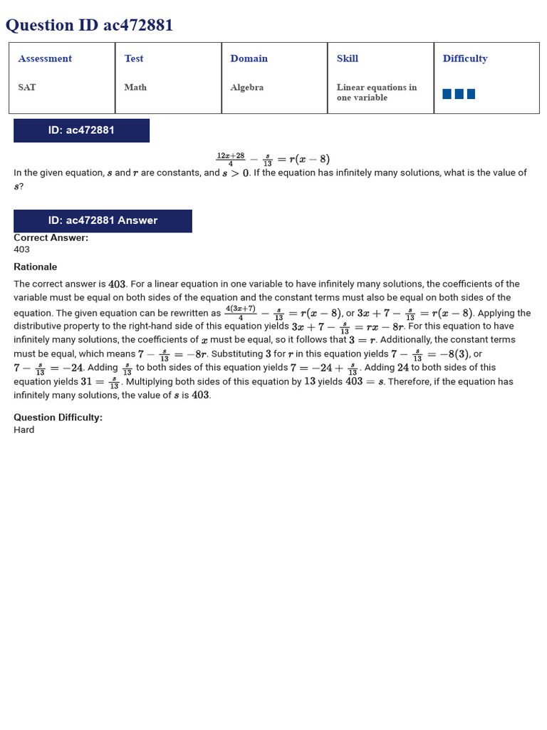SAT Suite Question Bank - Results | PDF | Equations | Area