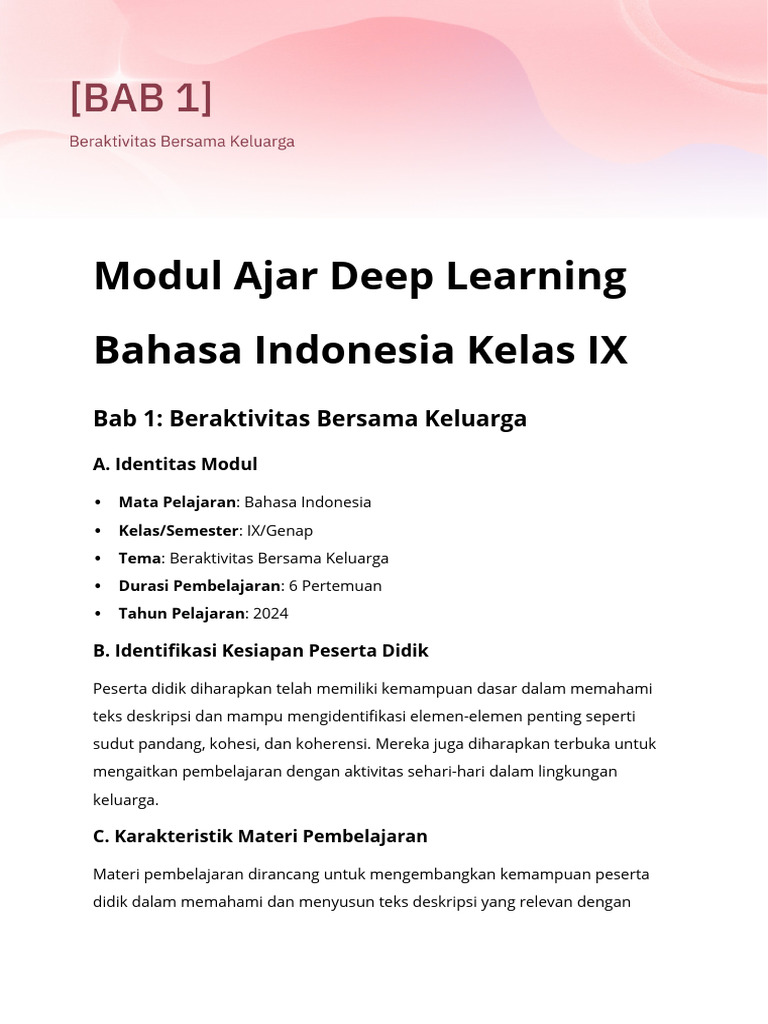 Modul Ajar Deep Learning Bahasa Indonesia Kelas 9 | PDF