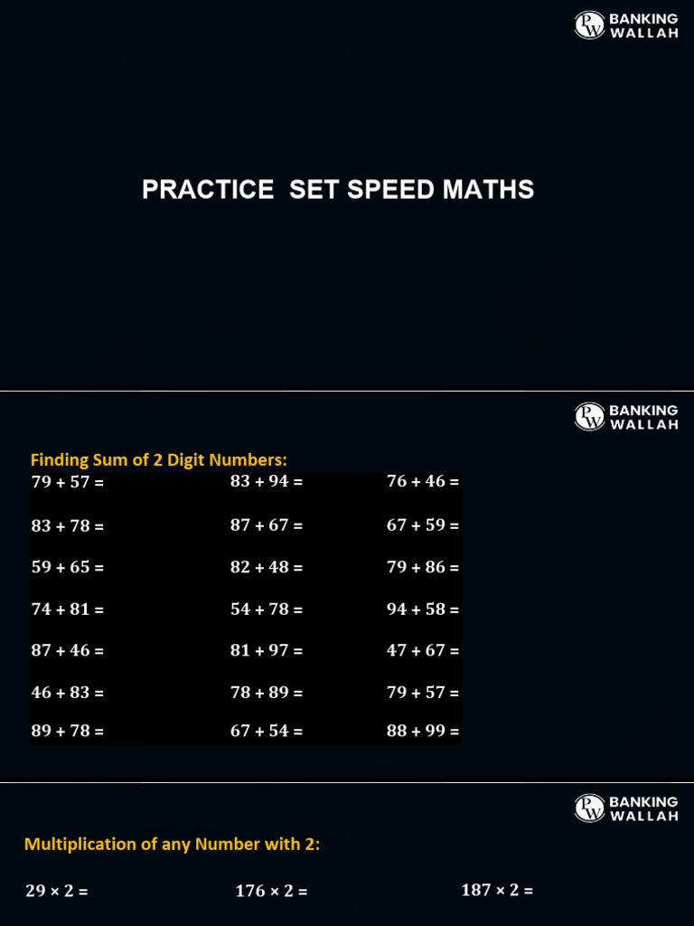 Vedic Maths Practice | PDF