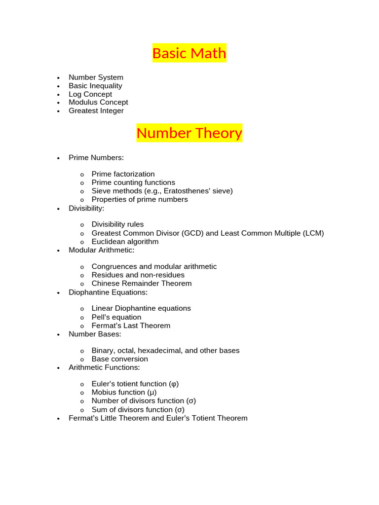 IOQM Syllabus | PDF | Trigonometric Functions | Prime Number