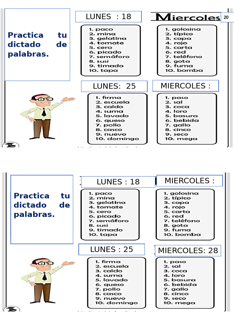 Dictado de Palabras Segundo Grado | PDF