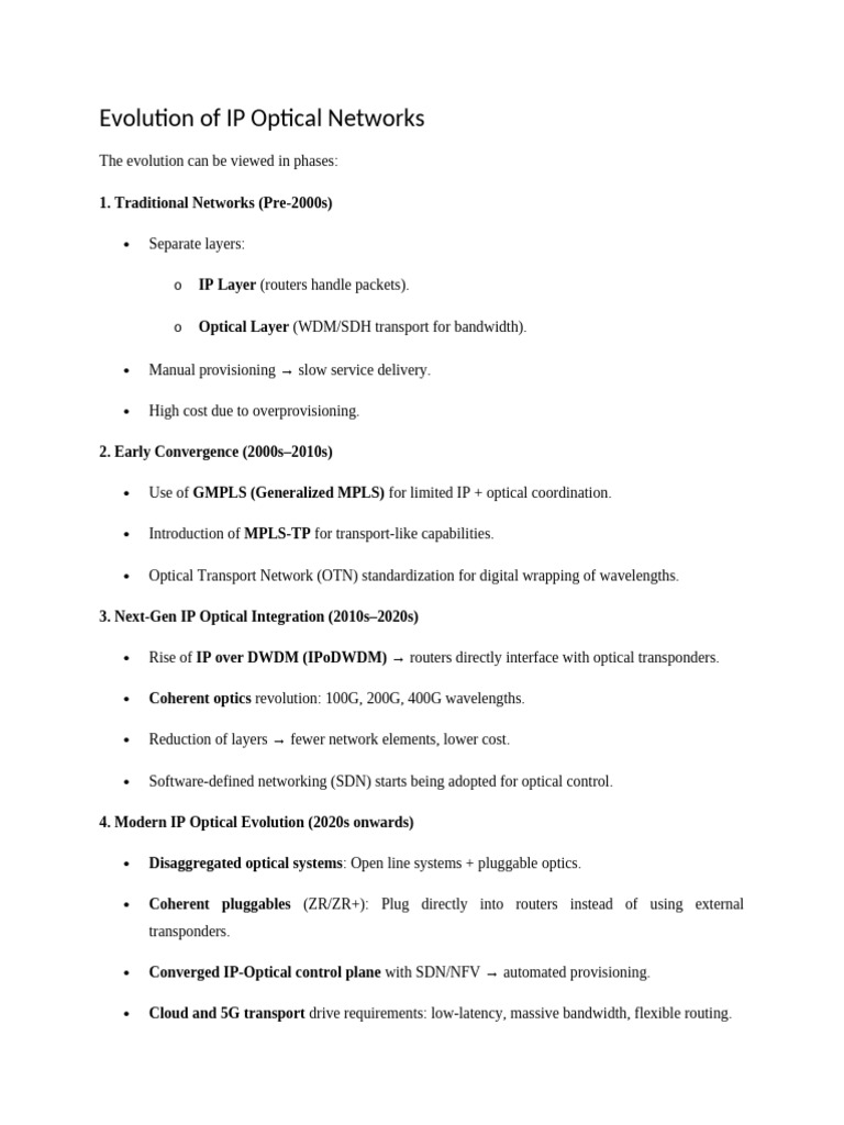 Evolution of IP Optical Networks | PDF | Computer Network | Automation