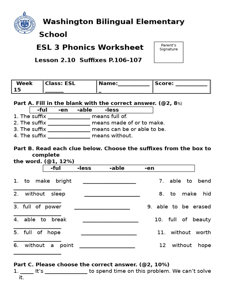 Suffixes and Their Meanings Worksheet | PDF