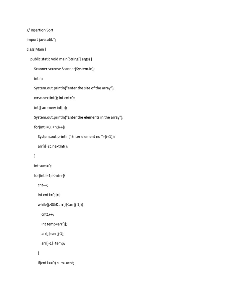 Java Insertion Sort Algorithm Explained | PDF