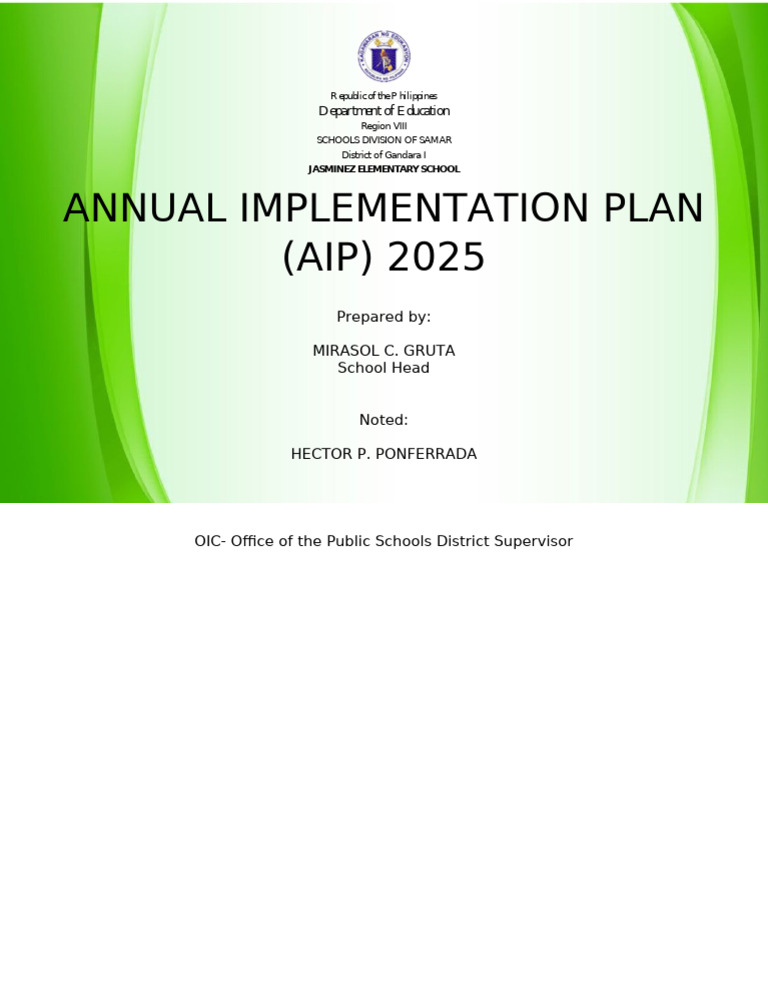 Annual Implementation Plan Cover | PDF