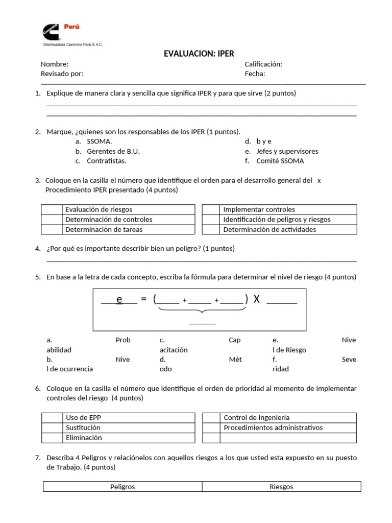 Evaluacion IPER | PDF