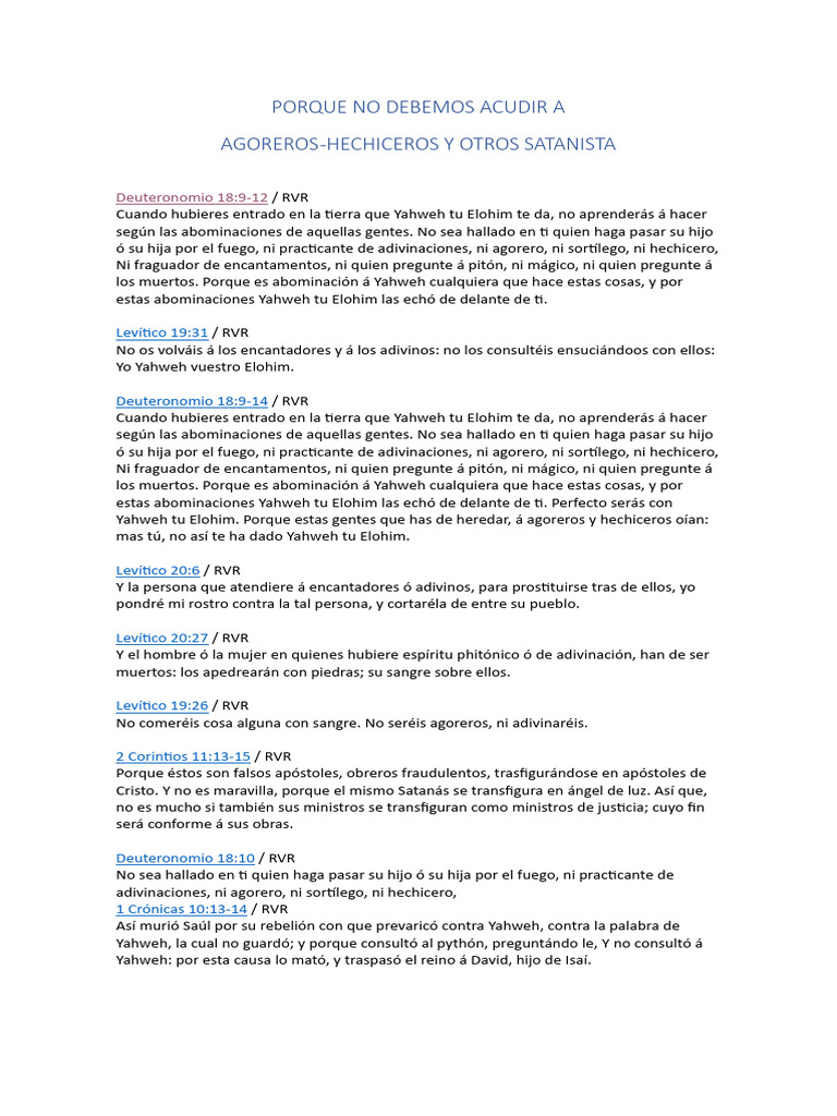 Porque No Debemos Acudir A Agoreros Hech | PDF | Contenido bíblico ...