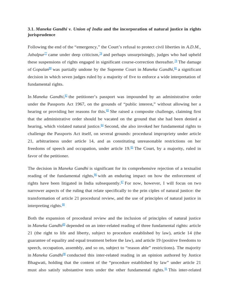 Maneka Gandhi Case: Natural Justice in India | PDF | Administrative Law ...