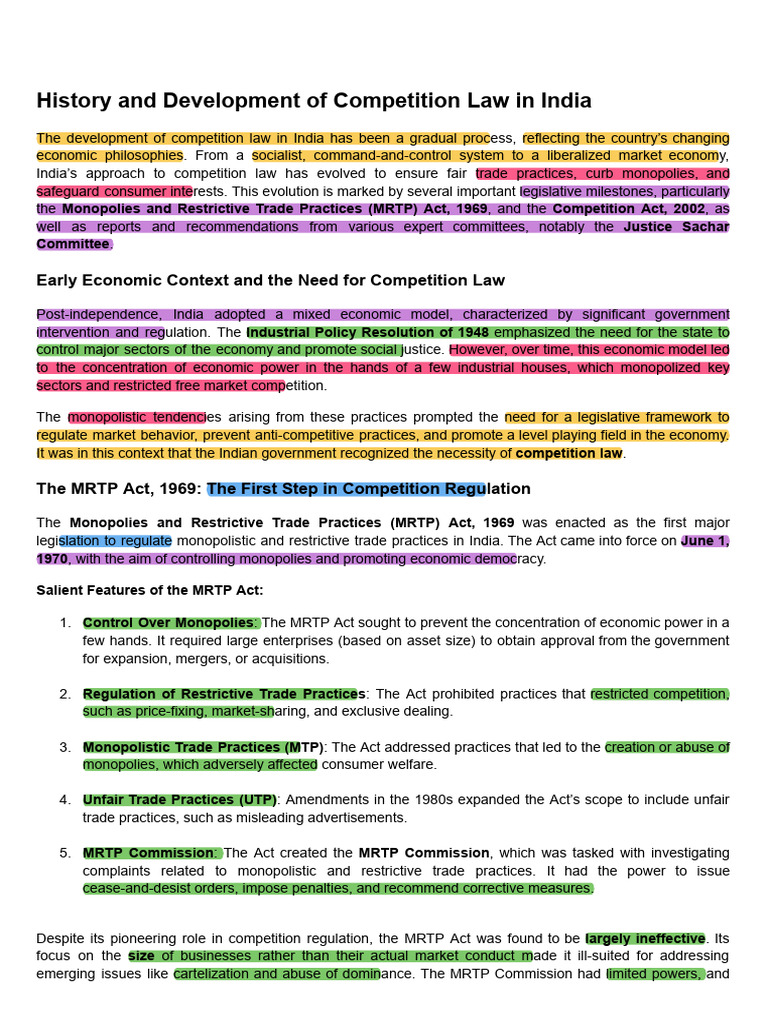 Evolution of Competition Law in India | PDF | Competition Law | Monopoly