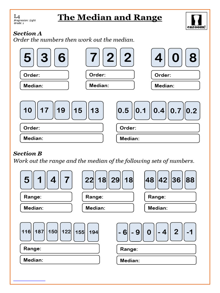 Median and Range Practice Exercises | PDF