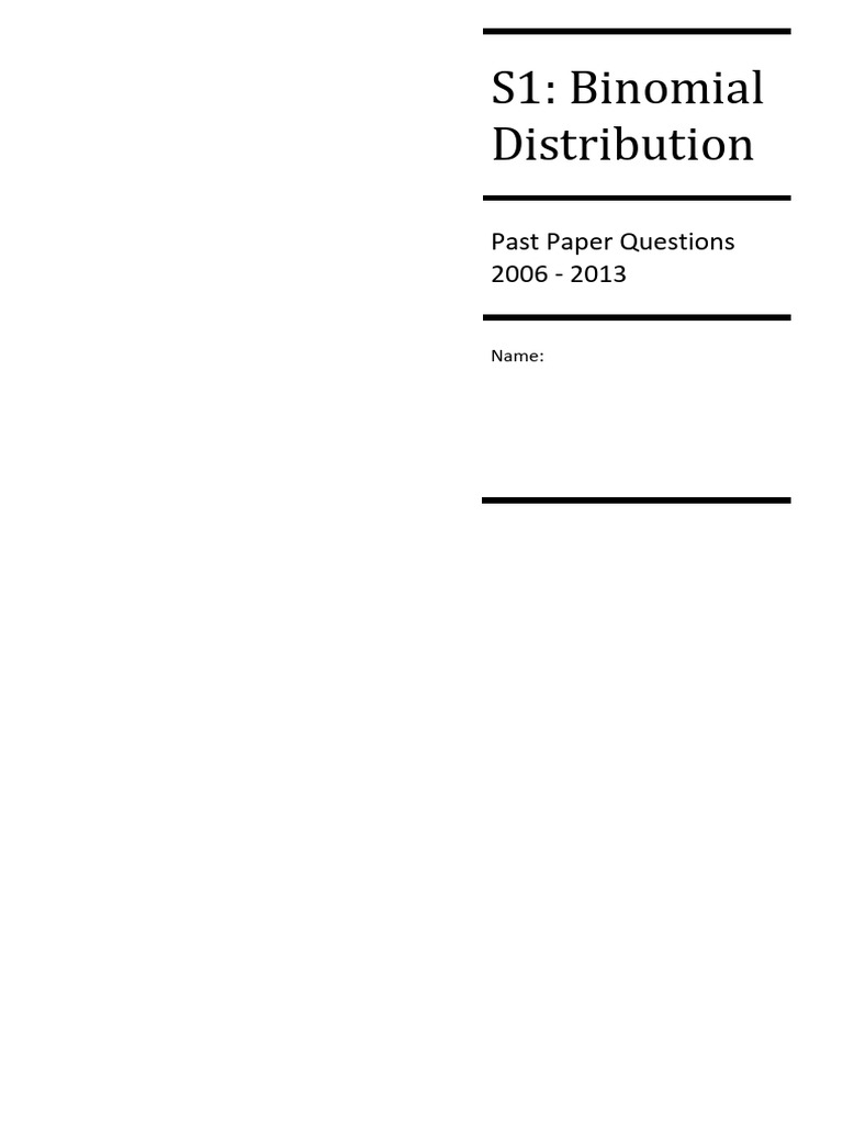 Exam Questions S1 Binomial Distribution | PDF