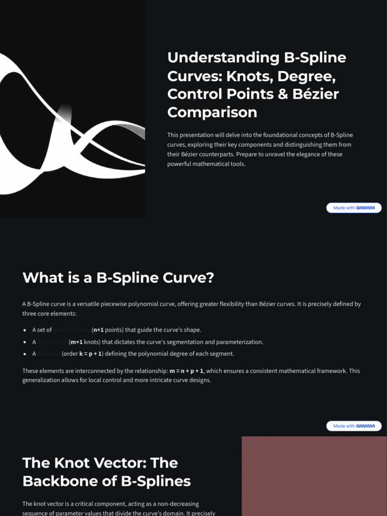 Understanding B Spline Curves Knots Degree Control Points and Bezier Comparison | PDF | Spline ...