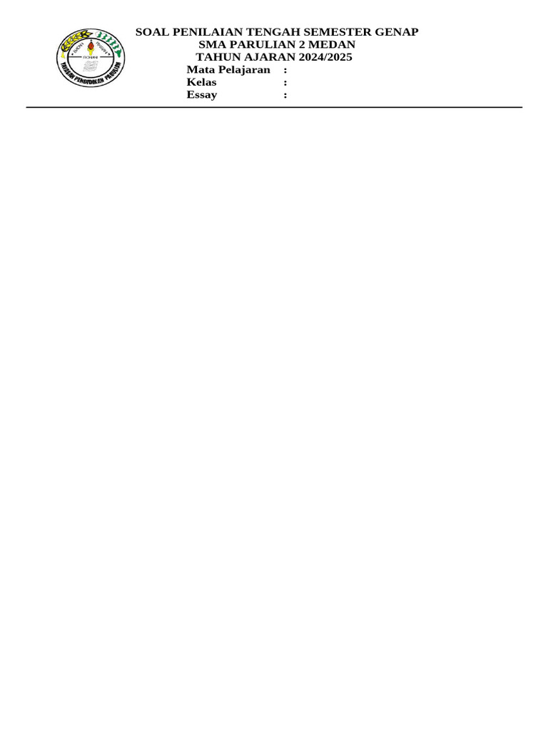 Format Soal PTS Genap Kls X, XI | PDF