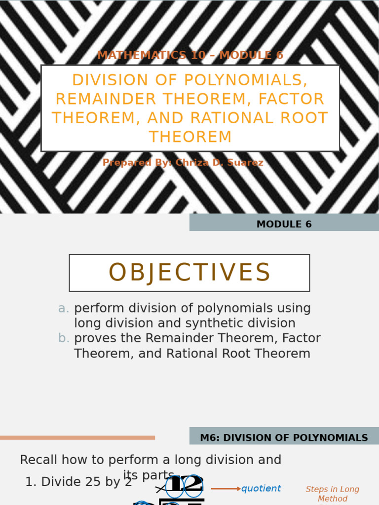 M1W6 Division of Polynomials Remainder Theoremetc | PDF | Division ...