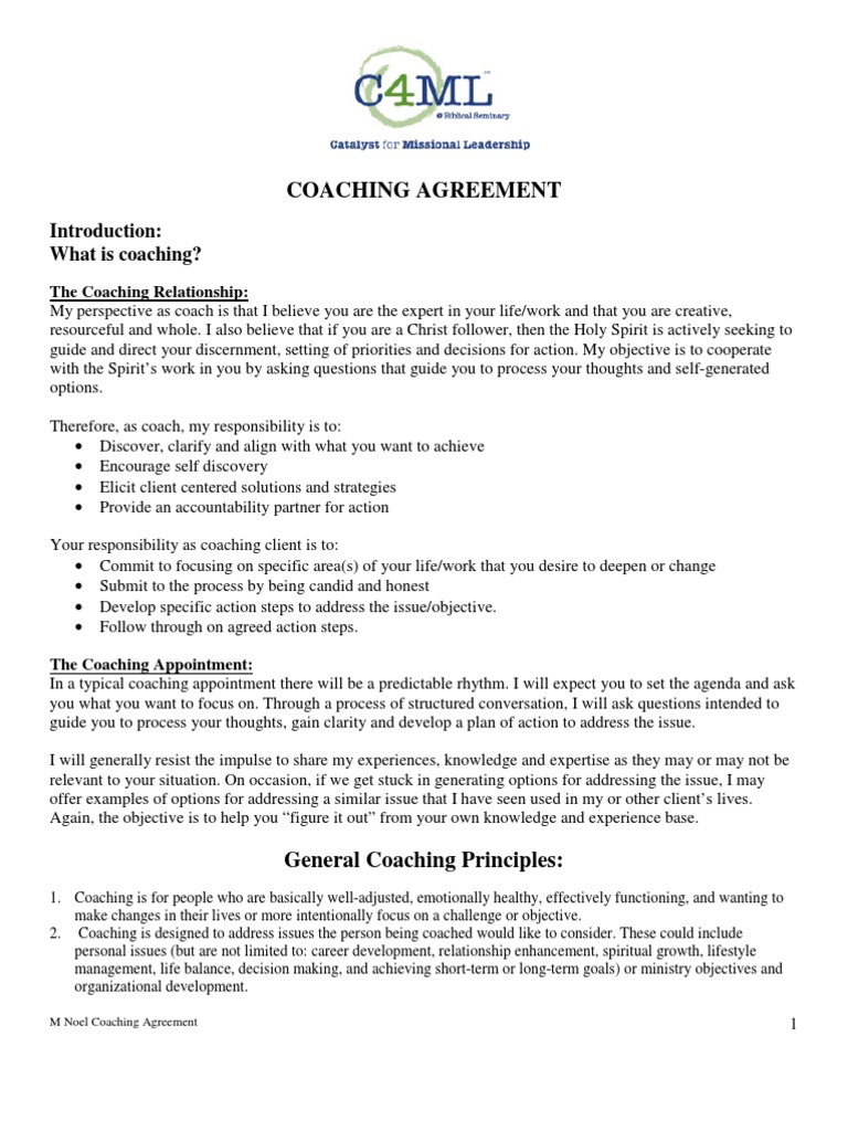 COACHING AGREEMENT Introduction What Is Coaching The Coaching ...
