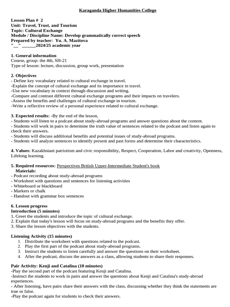 2 Lesson. Travel, Trust and Tourism. 2 | PDF | Communication ...