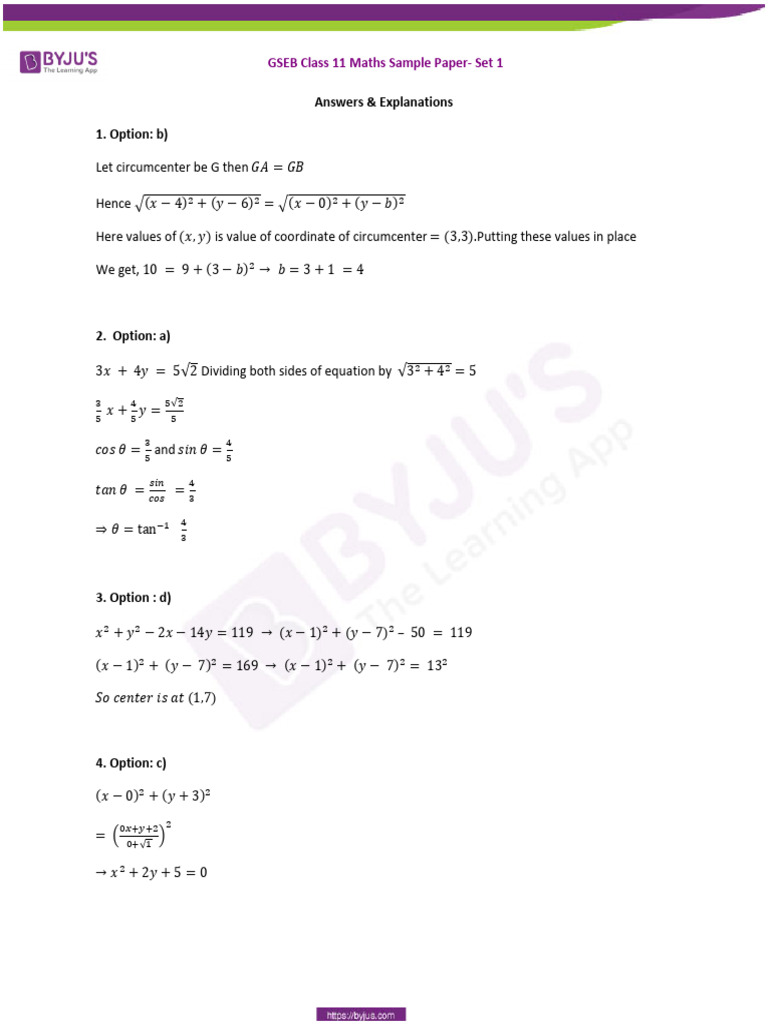 GSEB Class 11 Maths Solutions | PDF | Chess