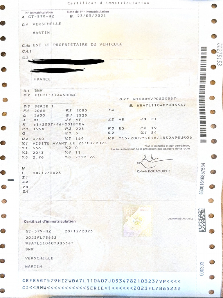 Certificat d'Immatriculation | PDF