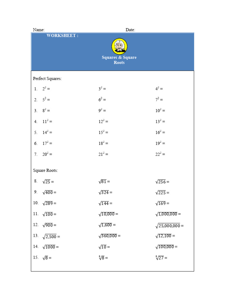 Squares and Square Root | PDF | Numbers | Square Root