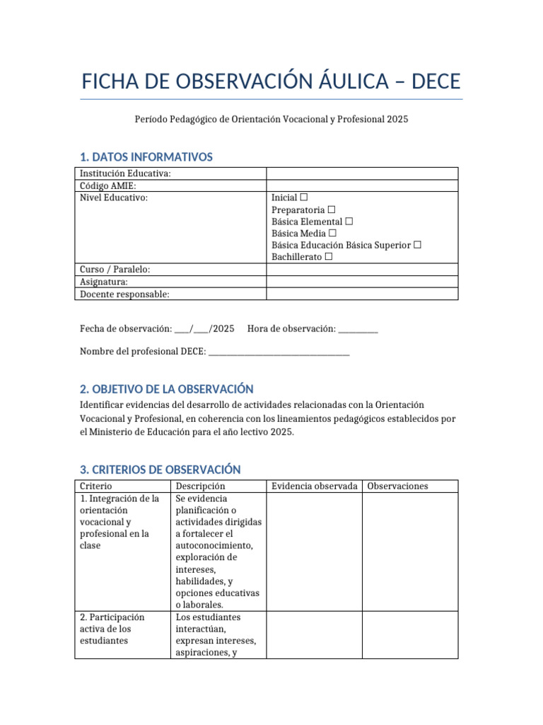 Observación Áulica OVP 2025 | PDF | Maestros | Educación primaria