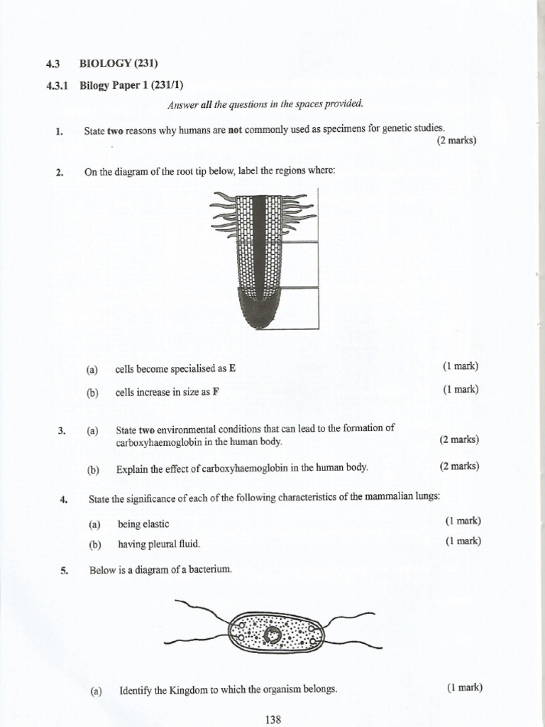 Kcse 2022 Biology Pp1 Pp2 Pp3 Questions | PDF