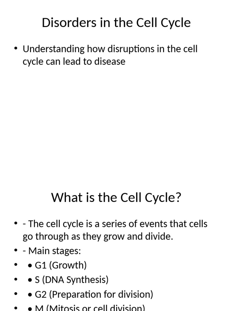 Cell Cycle Disorders and Their Impact | PDF