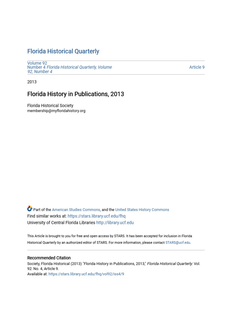 Florida History in Publications 2013 | PDF | Florida
