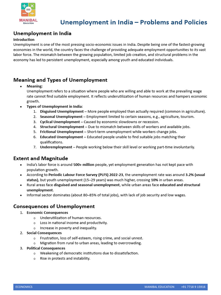 Unemployment Challenges in India | PDF | Unemployment | Employment