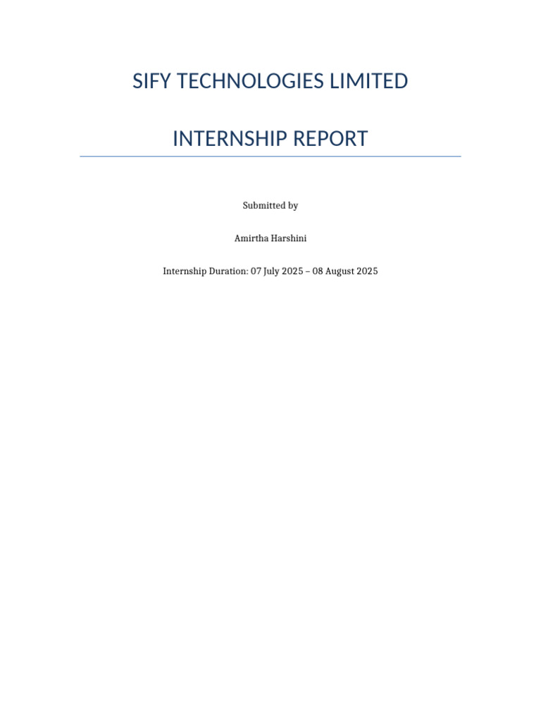 Sify Internship Report AmirthaHarshini With Declaration | PDF ...