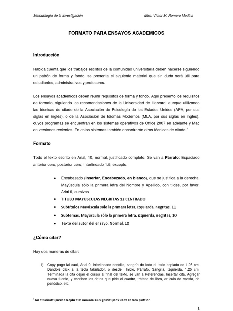 Formato Para Ensayos Academicos | Bibliografía | Red mundial