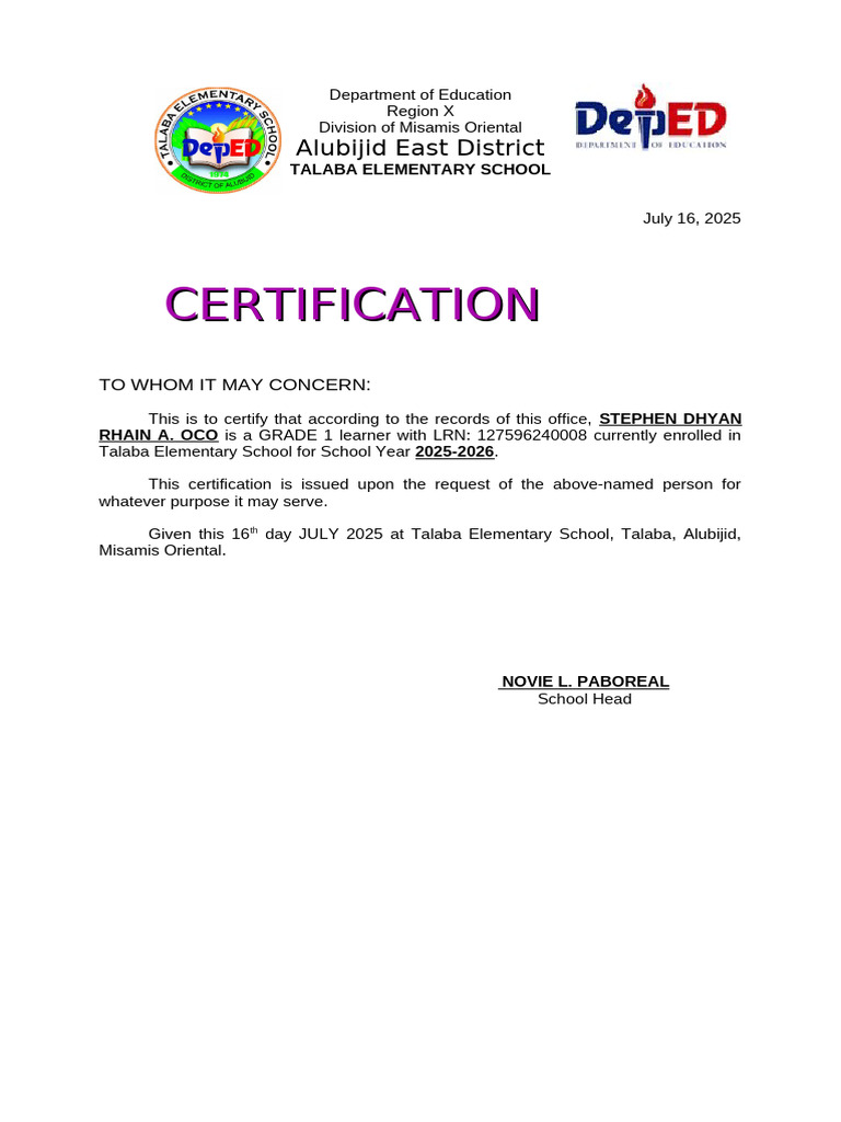 4Ps Certification Novie | PDF | School Types | Childhood