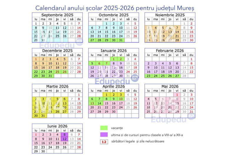 Calendar An Scolar 2025 2026 Mures 14 | PDF