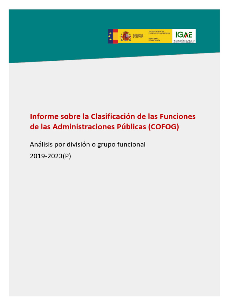 IGAE - Informe Sobre La COFOG de Las AAPP (2023) | PDF | Economias ...