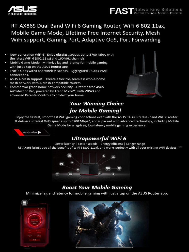 ASUS RT-AX86S: WiFi 6 Gaming Router | PDF | Wi Fi | Ieee 802.11