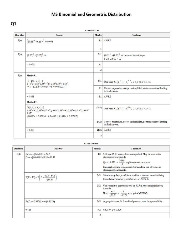 MS Binomial and Geometric Distribution | PDF