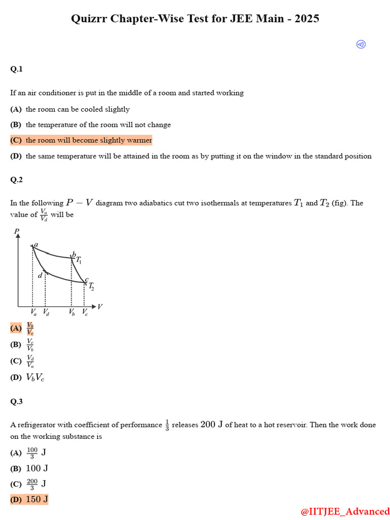 Thermodynamics - Test 5 | PDF | Thermodynamics | Branches Of Thermodynamics