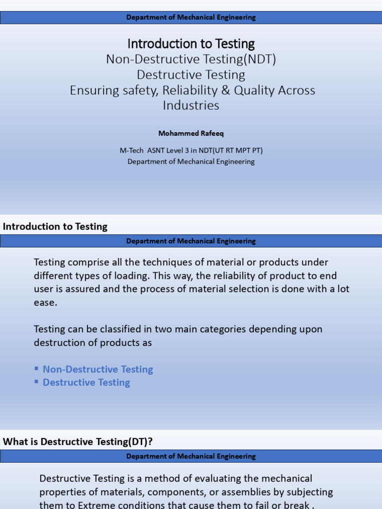 Introduction to Non-Destructive Testing | PDF | Nondestructive Testing ...