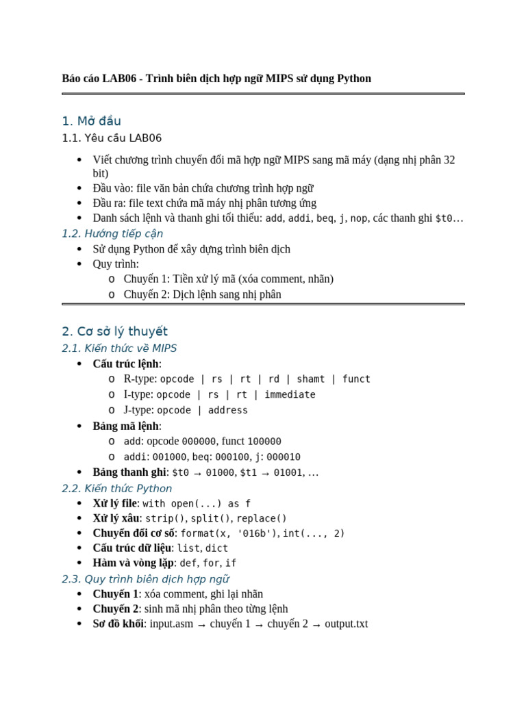 Lab06 Mips Report | PDF