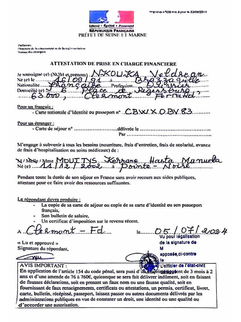 Attestation de Prise en Charge | PDF