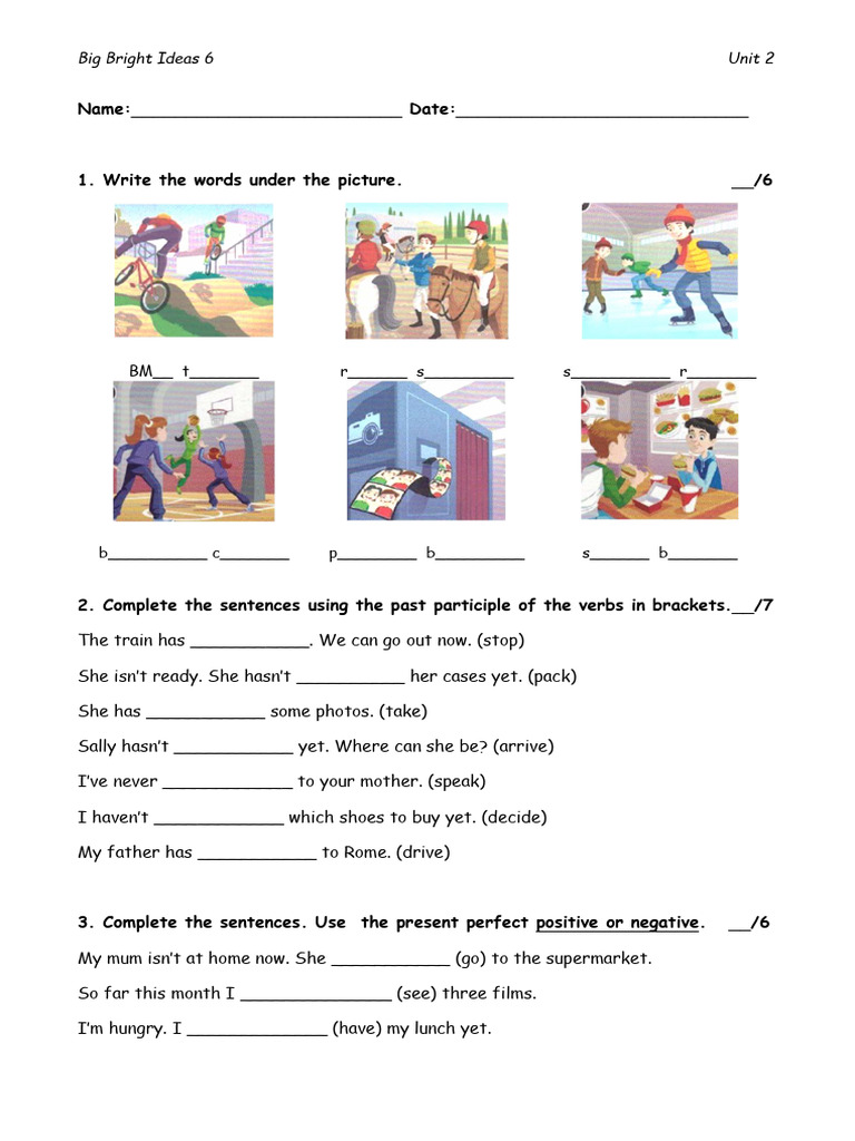 Big Bright Ideas 6 Exam Unit 2 | PDF | Linguistic Morphology | Language ...