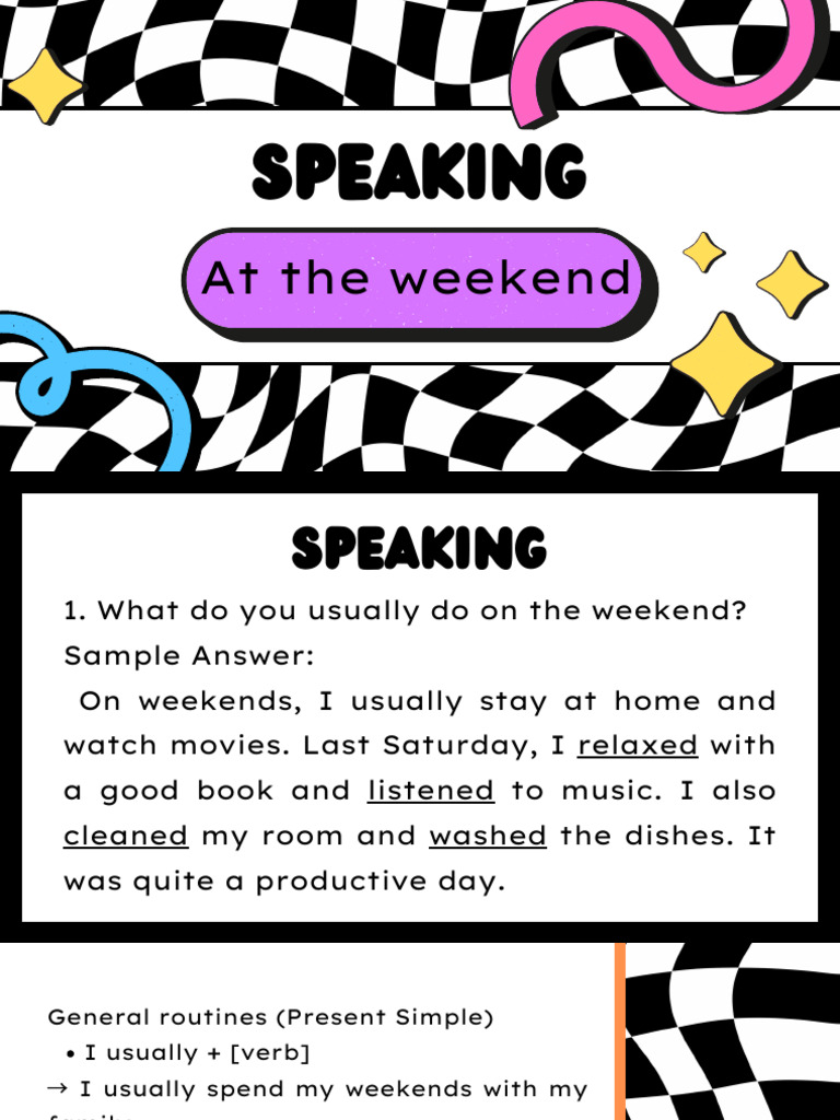Speaking Part 1 - Weekend | PDF | Verb | Adjective