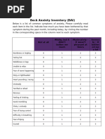 Beck Anxiety Inventory Assessment Tool | PDF