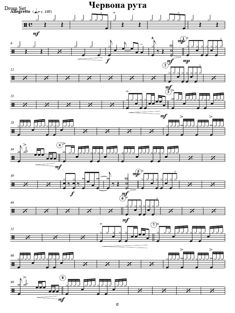 Червона Рута Нептун .Mus 10 - Drum Set | PDF