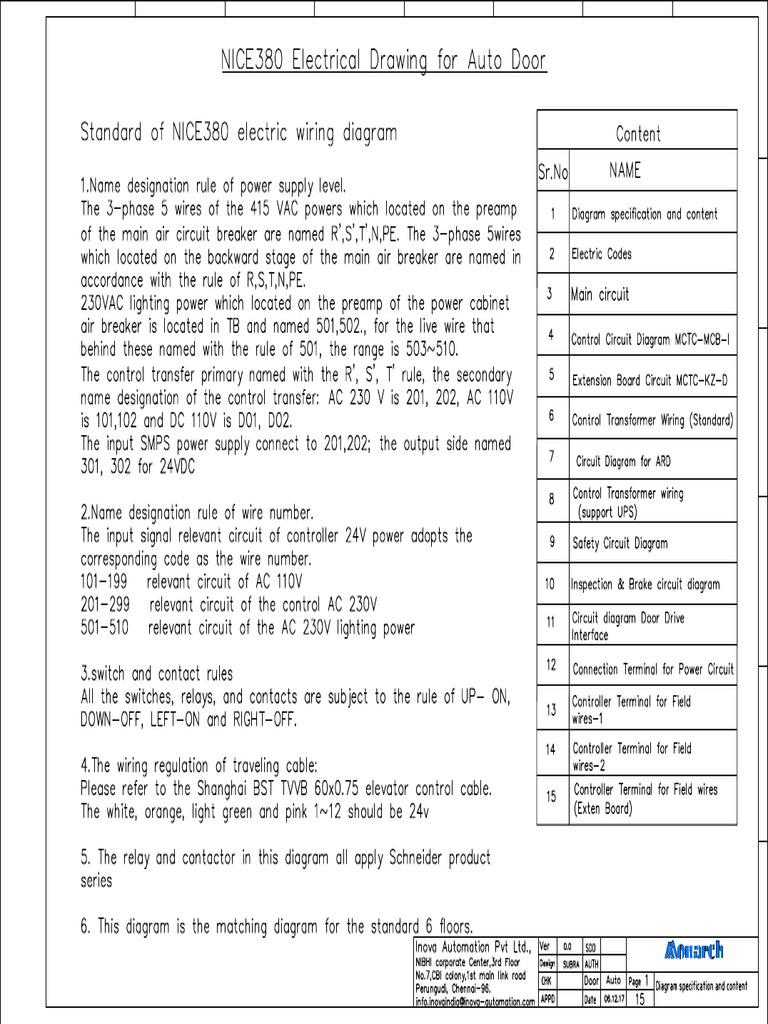 NICE100+ Electrical Wiring Diagram For Auto Door - Draft V0.0 | PDF