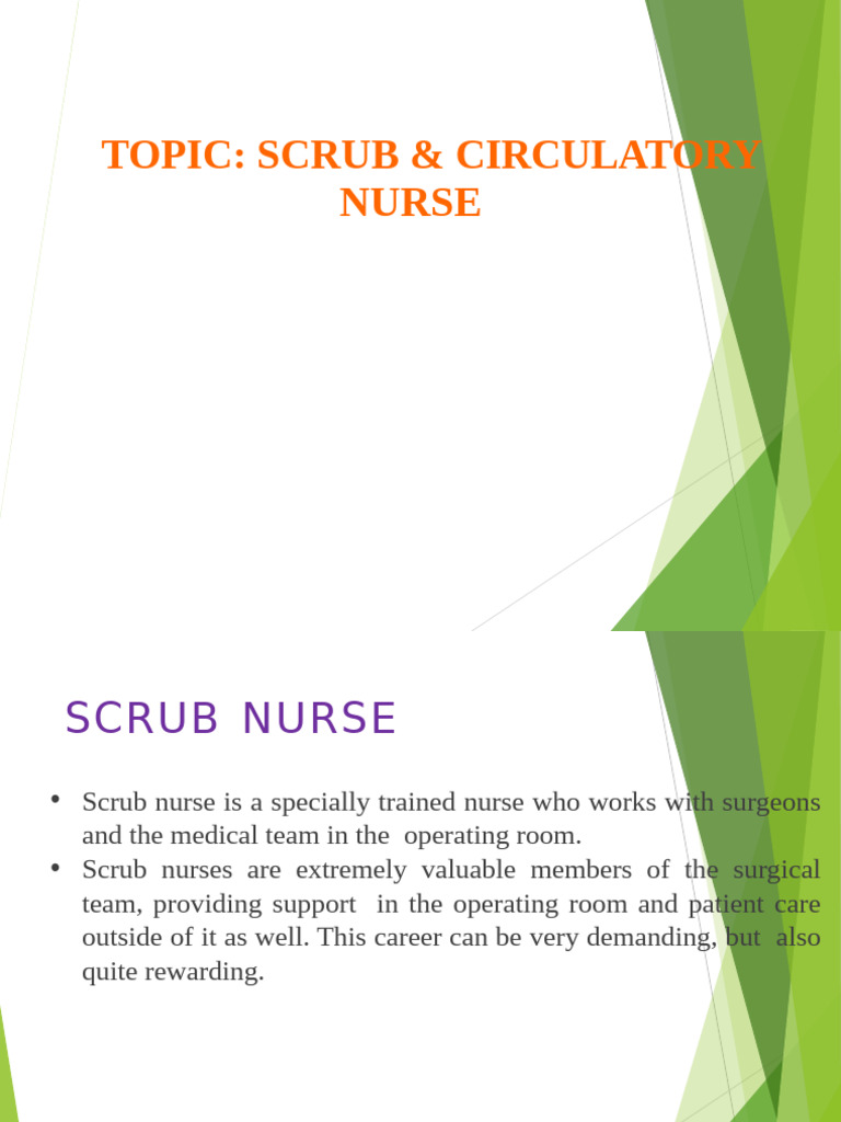Roles of Scrub and Circulating Nurses | PDF | Operating Theater | Surgery