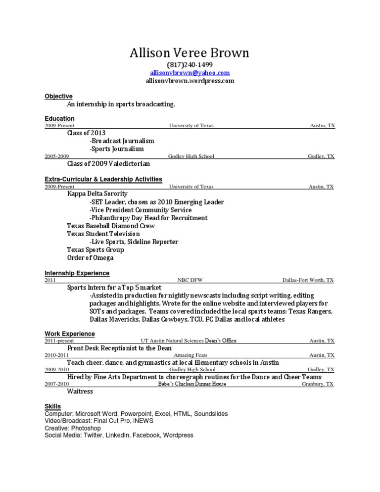 Allison V Brown Resume | PDF